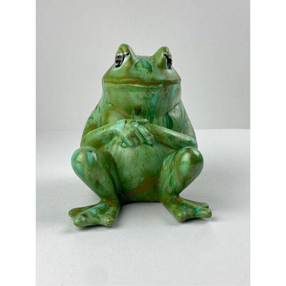 No Brand | Accents | Vtg Hands On Belly Sitting Greenceramic Frog Toad ...